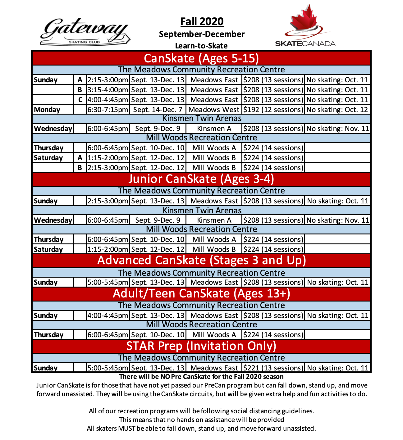 Current Schedule :: Gateway Skating Club